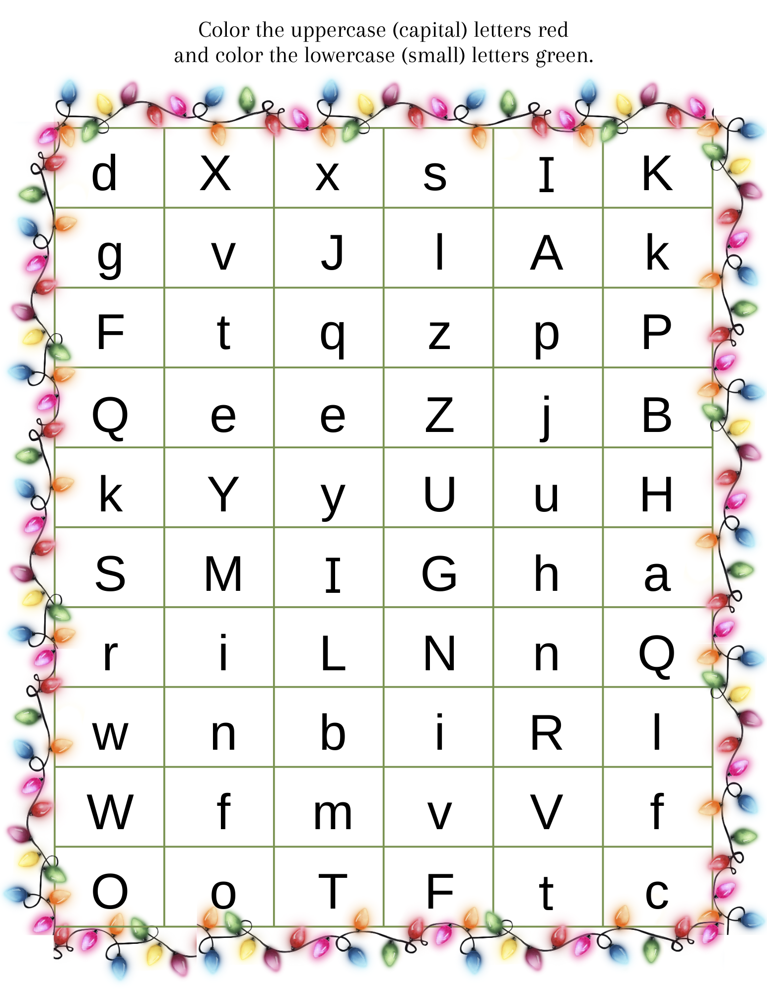 Christmastime Uppercase and Lowercase Letters Worksheets - House of Springs