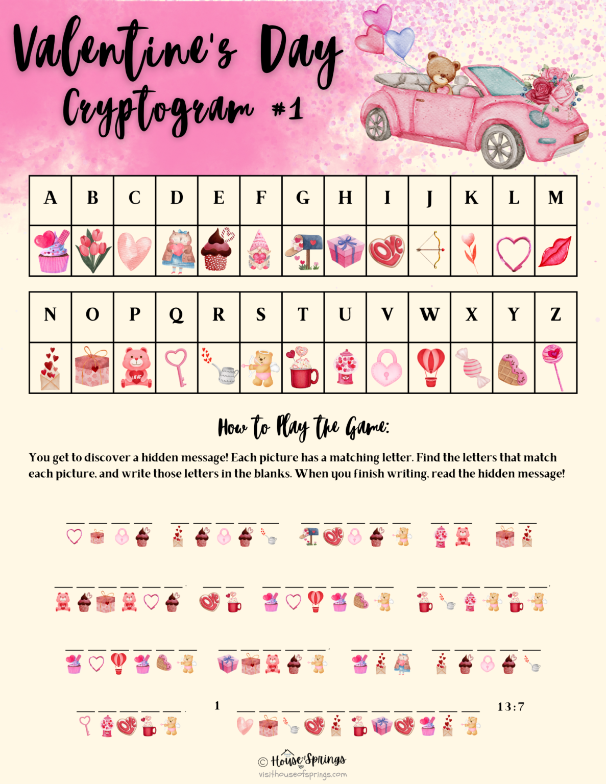 Free Valentine's Day Cryptogram Games for Kids - House of Springs