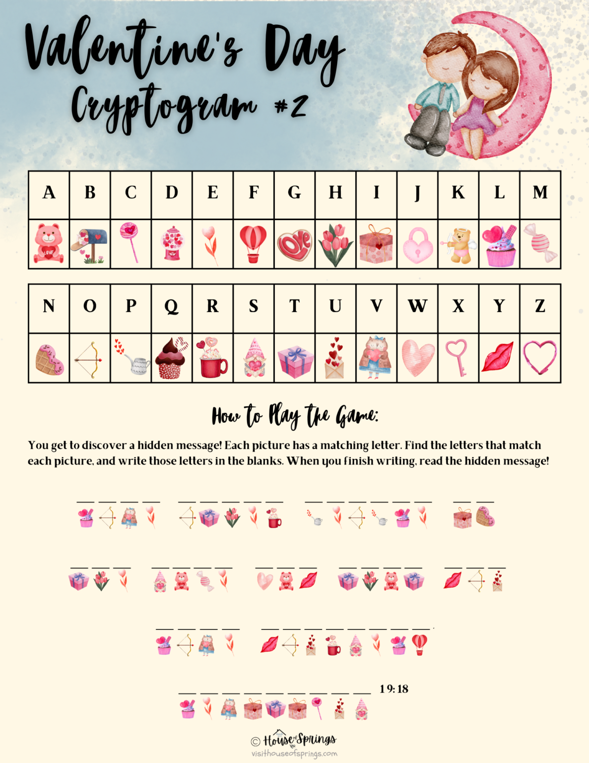 Free Valentine's Day Cryptogram Games for Kids - House of Springs