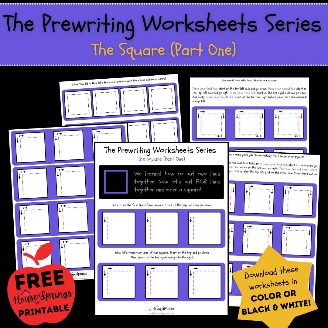 Free Prewriting Worksheets: The Square (Part One) - House of Springs
