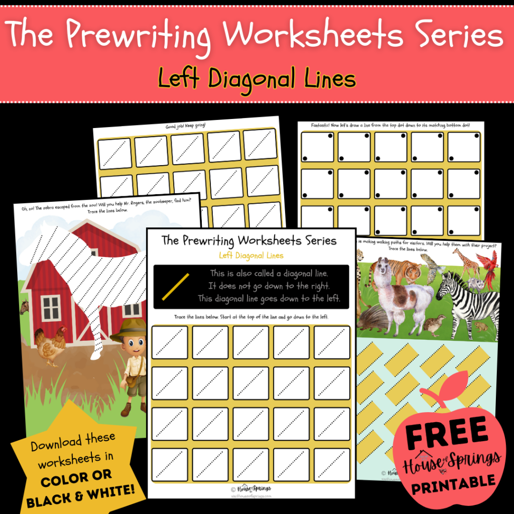 Free Prewriting Worksheets: Left Diagonal Lines - House of Springs