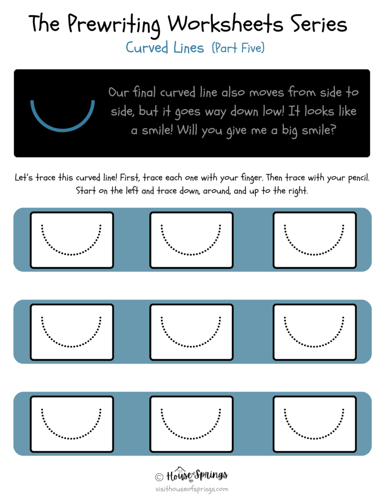Free Prewriting Worksheets: Curved Lines (Part Five) - House of Springs