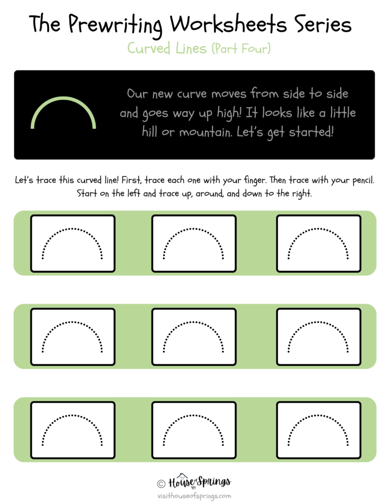 Free Prewriting Worksheets: Curved Lines (Part Four) - House of Springs