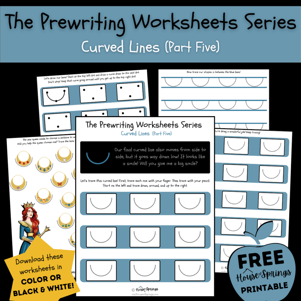 Free Prewriting Worksheets: Curved Lines (Part Five) - House of Springs